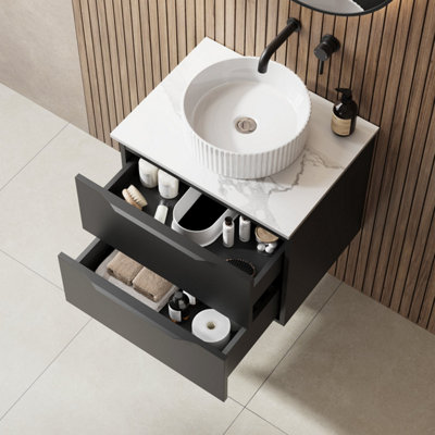 Aveli 600mm Countertop Bathroom Vanity Unit Basin Wall Hung Furniture ...