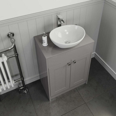 Aveli 600mm Grey Traditional Vanity Unit Countertop Bathroom Furniture ...