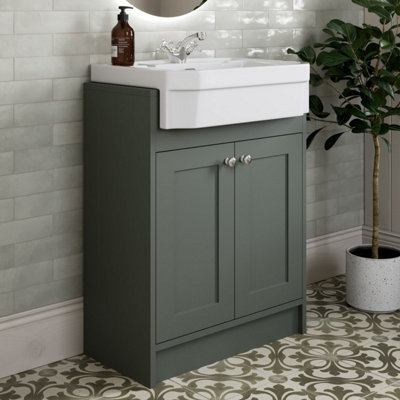 Aveli 600mm Traditional Bathroom Vanity Unit 1 Tap Hole Basin Sink ...