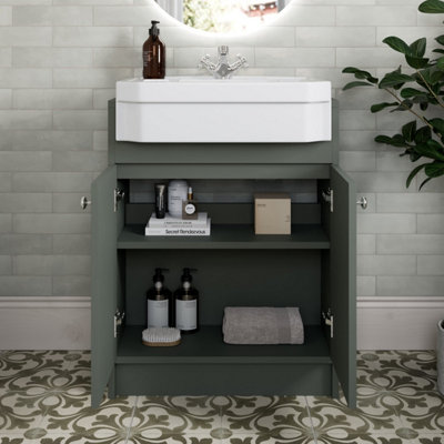 Aveli 600mm Traditional Bathroom Vanity Unit 1 Tap Hole Basin Sink ...