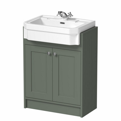 Aveli 600mm Traditional Bathroom Vanity Unit 1 Tap Hole Basin Sink ...