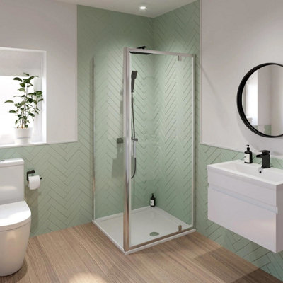 Aveli 700x700 Pivot Shower Door Side Panel Enclosure Bathroom 6mm ...