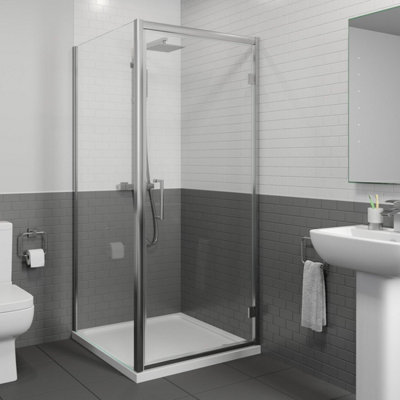 Aveli 800 x 800mm Framed Hinged Shower Enclosure Door Side Panel Walk ...