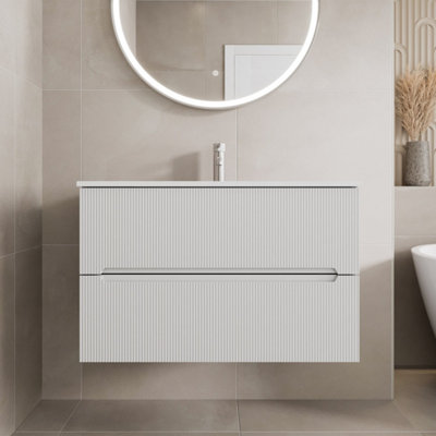 Aveli 800mm Bathroom Cloakroom Vanity Unit Basin Wall Hung Furniture ...