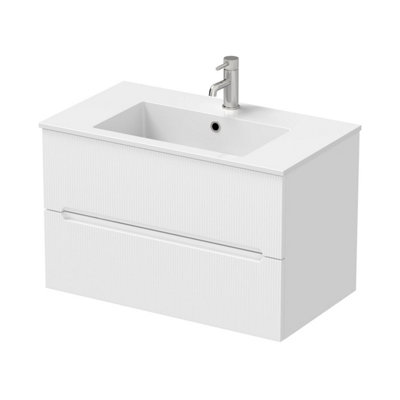 Aveli 800mm Bathroom Cloakroom Vanity Unit Basin Wall Hung Furniture ...