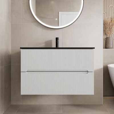 Aveli 800mm Bathroom Cloakroom Vanity Unit Basin Wall Hung Furniture ...