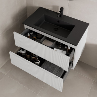 Aveli 800mm Bathroom Cloakroom Vanity Unit Basin Wall Hung Furniture ...