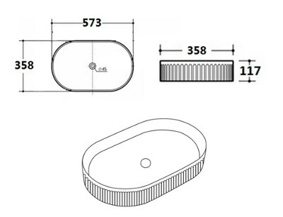 Aveli 800mm Bathroom Countertop Vanity Unit Oval Fluted Basin Soft ...