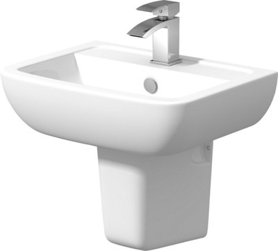 Aveli Bathroom Basin Sink Single Tap Hole Semi Pedestal Wall Hung ...