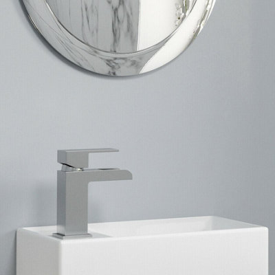 Aveli Bathroom Basin White Single Tap Hole Sink Only Square Edge Unit ...