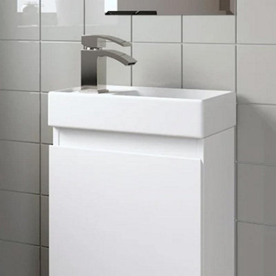 Aveli Bathroom Basin White Single Tap Hole Sink Only Square Edge Unit ...