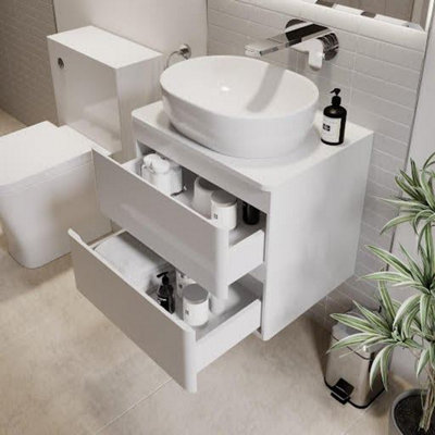 Aveli Bathroom Cloakroom Vanity Unit Wall Mounted Countertop Basin ...