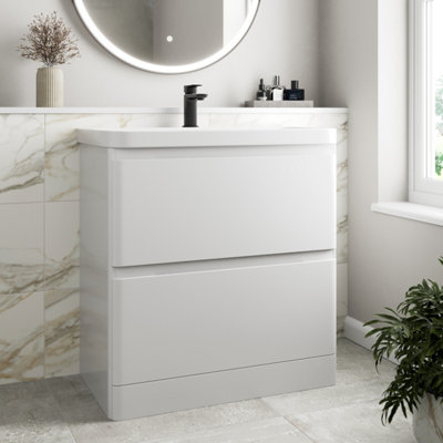 Aveli Bathroom Cloakroom Vanity Unit Wash 800 Basin Base Cabinet ...
