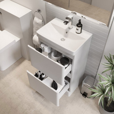 Aveli Bathroom Cloakroom Vanity Unit Wash Basin Cabinet Drawers Storage ...