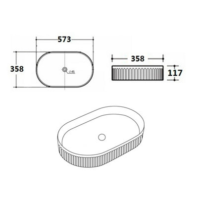 Aveli Bathroom Countertop Basin Sink Fluted Gloss White Oval Modern 573 ...