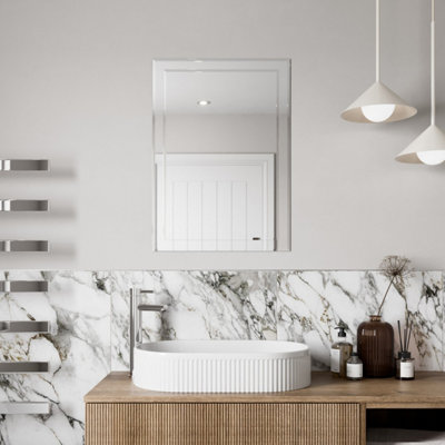 Aveli Bathroom Mirror Rectangular Modern Frameless Bevelled Wall ...