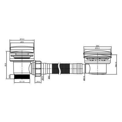 Aveli Bathroom Pop up Bath Tub Waste & Overflow Plug Chrome Standard Modern