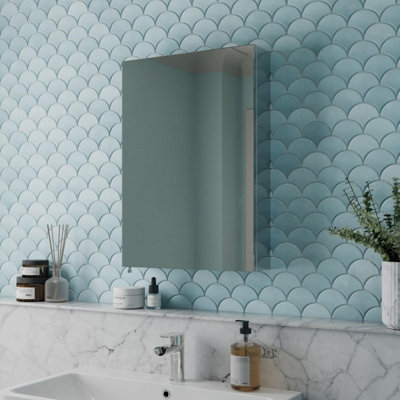 Aveli Bathroom Single Door Mirror Stainless Steel Sleek Modern Cabinet ...
