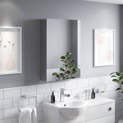 Aveli Bathroom Single Door Mirror Stainless Steel Sleek Modern Cabinet ...