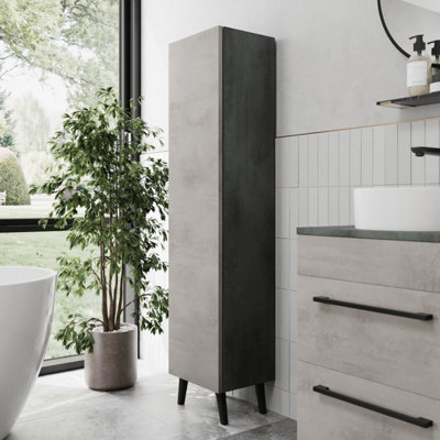 Aveli Bathroom Wall Hung Tall Cabinet Cupboard Storage Furniture Unit ...