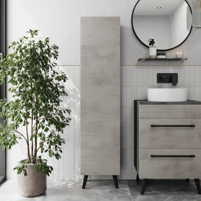Aveli Bathroom Wall Hung Tall Cabinet Cupboard Storage Furniture Unit ...