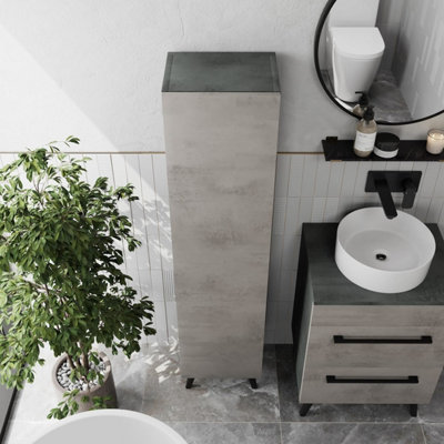 Aveli Bathroom Wall Hung Tall Cabinet Cupboard Storage Furniture Unit ...