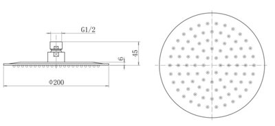 Aveli Bathroom Wall Mounted Slimline Chrome Round Drencher Fixed Shower ...