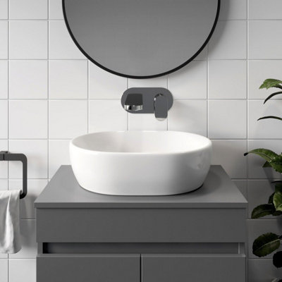 Aveli Ceramic Bathroom Vanity Wash Basin Sink Countertop Oval Modern ...