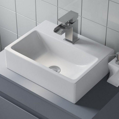 Aveli Ceramic Bathroom Vanity Wash Basin Sink Countertop Single Lever ...