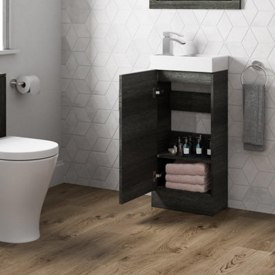 Aveli Cloakroom Freestanding Vanity Unit Modern Bathroom Compact Basin ...