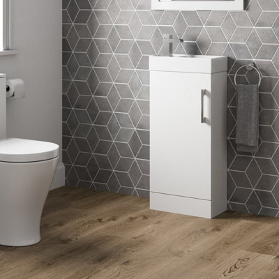 Aveli Cloakroom Freestanding Vanity Unit Modern Bathroom Compact Basin ...