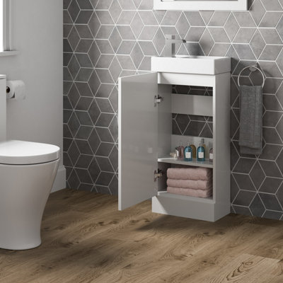 Aveli Cloakroom Freestanding Vanity Unit Modern Bathroom Compact Basin ...