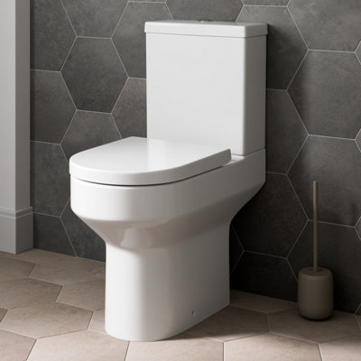 Aveli Close Coupled Rimless Toilet Modern Bathroom WC Soft Close Seat ...