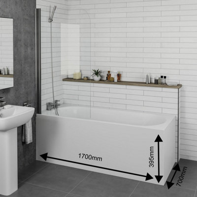 Aveli Complete Bathroom Suite Black Grid Bath Shower Screen White ...