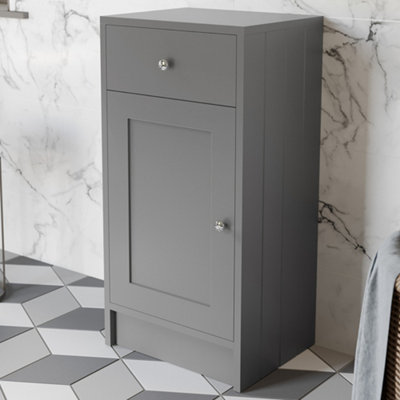 Aveli Freestanding Bathroom Storage Unit Cabinet Grey With Chrome ...