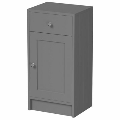 Aveli Freestanding Bathroom Storage Unit Cabinet Grey With Chrome ...