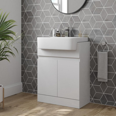 Aveli Freestanding Vanity Unit with Basin Ceramic Semi Recessed Sink ...