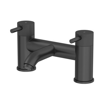 Aveli Matt Black Bath Mixer Tap Bathroom Filler Round Twin Lever Modern ...