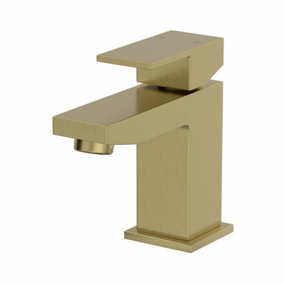 Aveli Mini Cloakroom Basin Mixer Tap & Waste Set - Square Single Lever ...