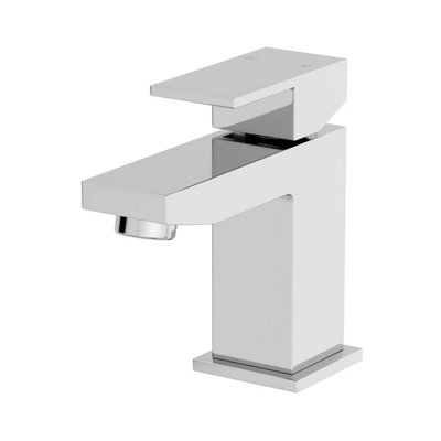 Aveli Mini Cloakroom Basin Mixer Tap & Waste Set - Square Single Lever ...
