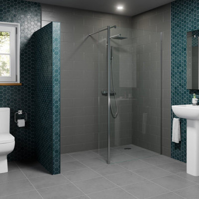 Aveli Modern 900mm Walk In Wet Room Shower Screen Return Panel Easy ...