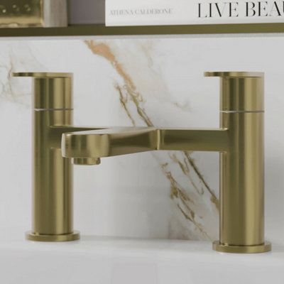 Aveli Modern Bathroom Bath Filler Mixer Tap Deck Mounted Round Twin ...