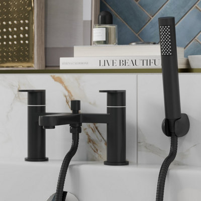 Aveli Modern Bathroom Bath Shower Mixer Tap Hose Handset Twin Lever ...