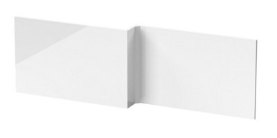Aveli Modern Bathroom L Shaped Shower Bath Front Side Panel White Gloss ...