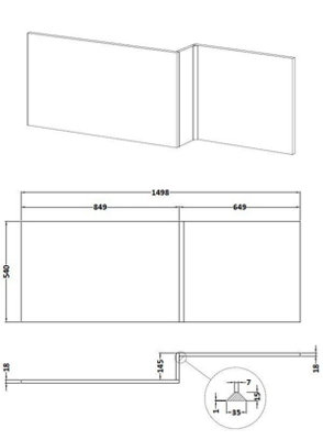 Aveli Modern Bathroom L Shaped Shower Bath Front Side Panel White Gloss ...