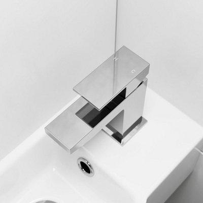 Aveli Modern Bathroom Square Mini Mono Basin Sink Mixer Tap Brass Lever ...