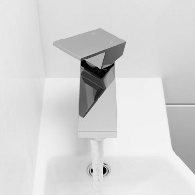 Aveli Modern Bathroom Square Mini Mono Basin Sink Mixer Tap Brass Lever ...