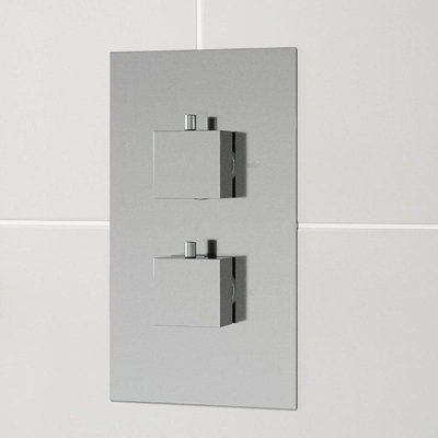 Aveli Modern Concealed Shower Valve Thermostatic Square Controls Chrome ...