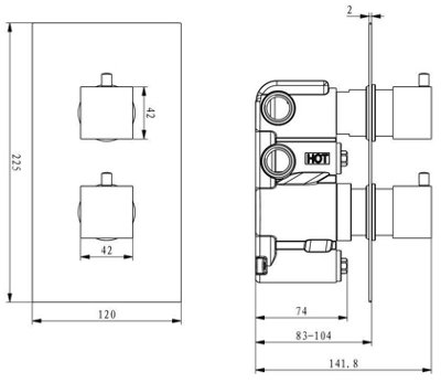 Aveli Modern Concealed Shower Valve Thermostatic Square Controls Chrome ...