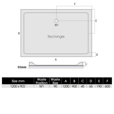 Aveli Modern Rectangle Shower Tray 1200 x 900mm Easy Plumb Slimline ...